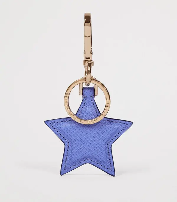 Smythson Panama Leather Star Keyring - Purple