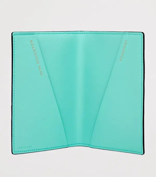 Smythson Panama Leather Stickers Passport Cover