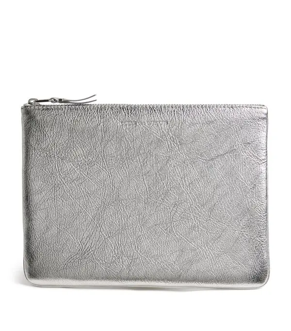 Comme Des Garçons Large Leather Pouch - Silver