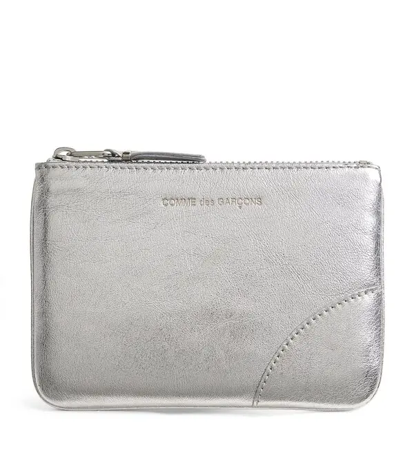 Comme Des Garçons Small Leather Pouch - Silver