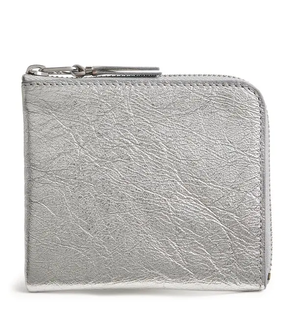 Comme Des Garçons Small Leather Half-zip Wallet - Silver