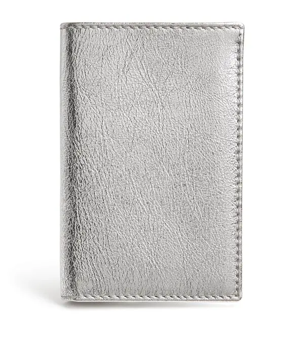 Comme Des Garçons Leather Bifold Vertical Card Holder - Silver