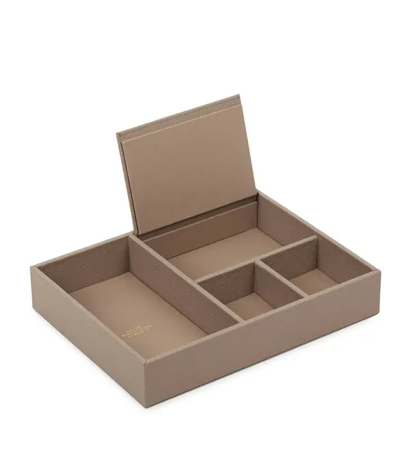 Smythson Panama Leather Valet Tray - Beige