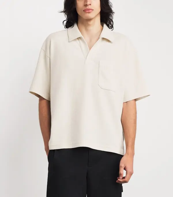 FRAME Textured Polo Shirt - Ivory