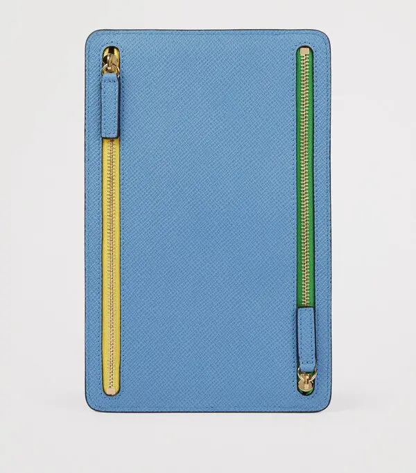 Smythson Panama Leather Stickers Multi-zip Travel Wallet