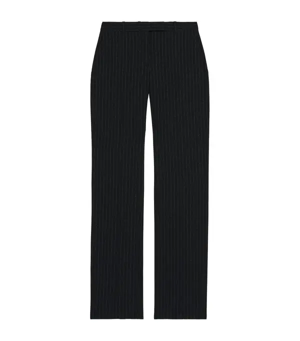 Alexander McQueen Wool Embroidered Pinstripe Trousers - Black