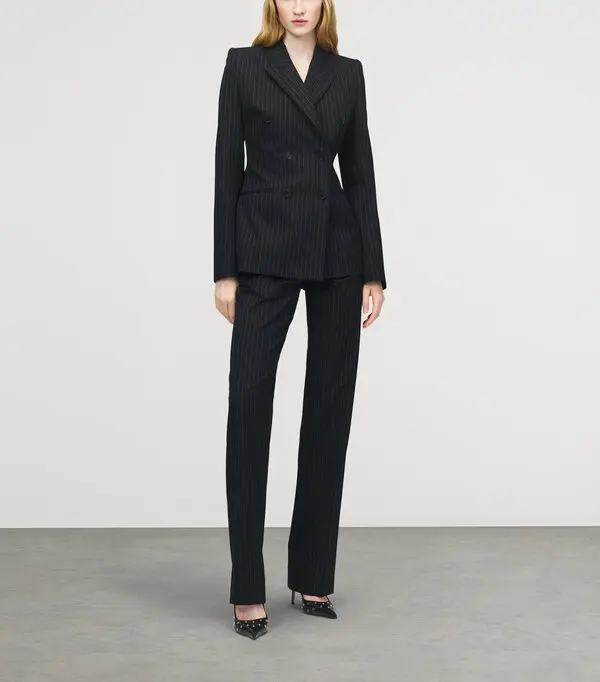 Alexander McQueen Wool Embroidered Pinstripe Trousers
