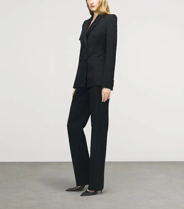Alexander McQueen Wool Embroidered Pinstripe Trousers