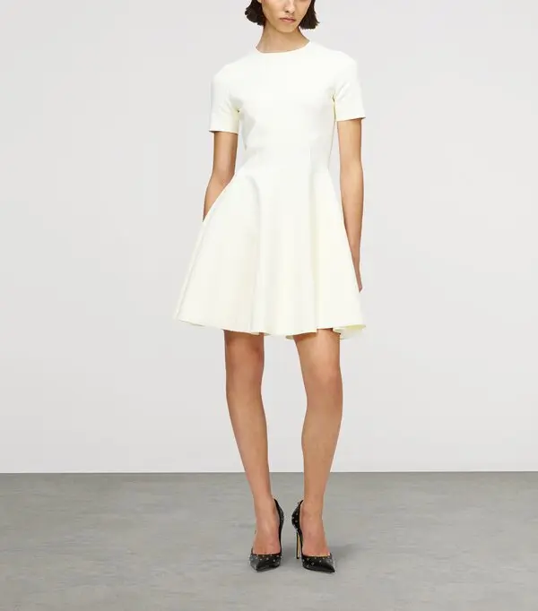 Alexander McQueen Short-sleeve Skater Mini Dress - White