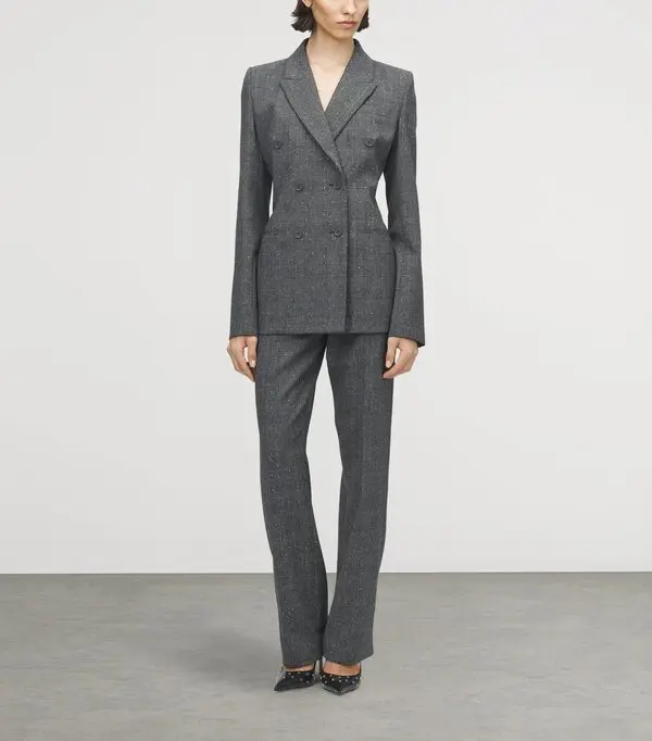 Alexander McQueen Wool Check Straight Trousers