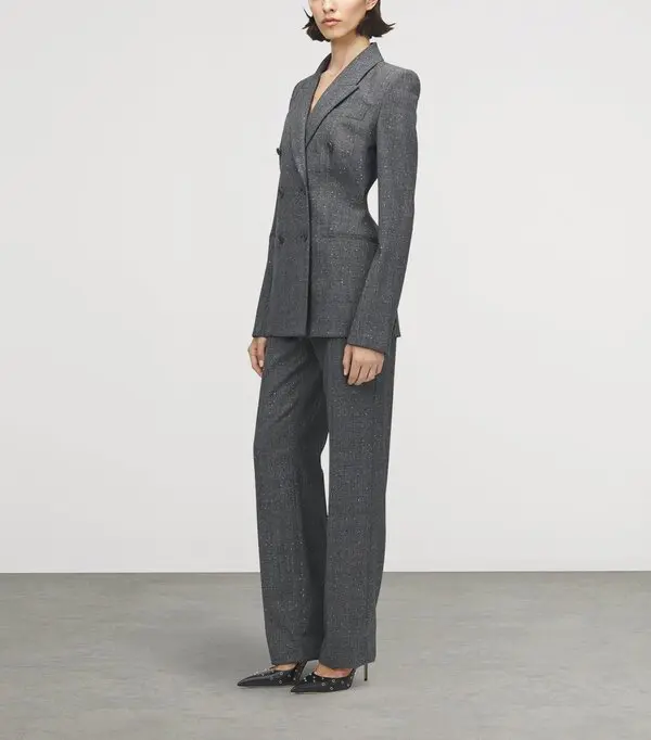 Alexander McQueen Wool Check Straight Trousers