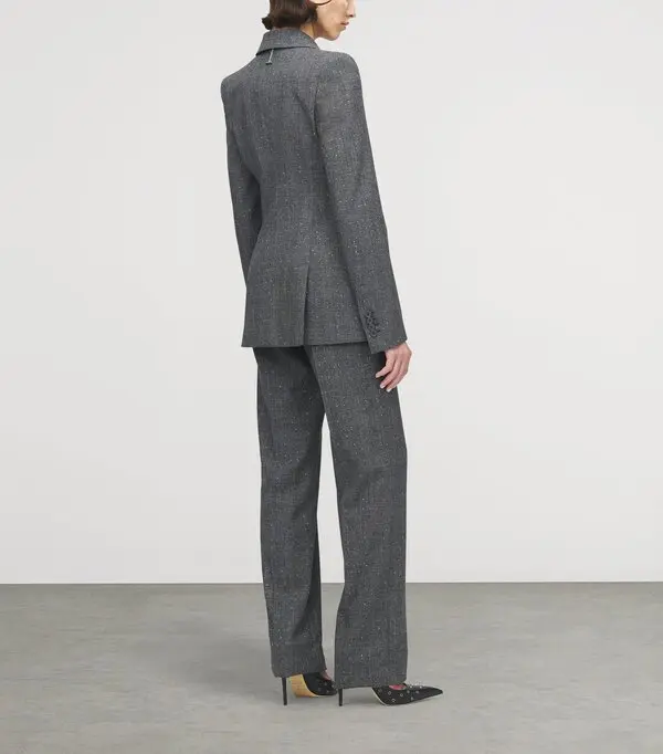 Alexander McQueen Wool Check Straight Trousers