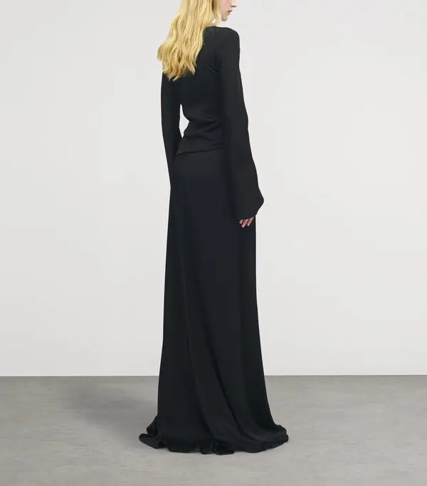 Alexander McQueen Embellished Draped Maxi Dress - Black