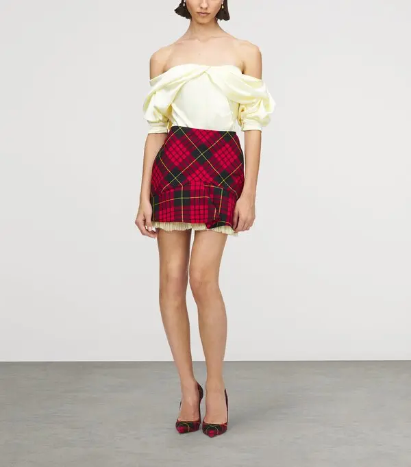 Alexander McQueen Tartan Mini Skirt - Burgundy