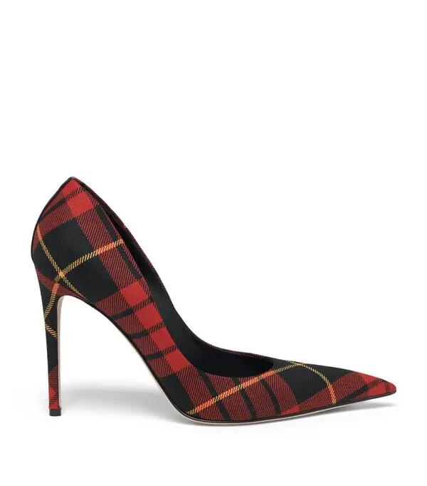 Alexander McQueen Cotton Tartan Skull Pumps 105 - Burgundy