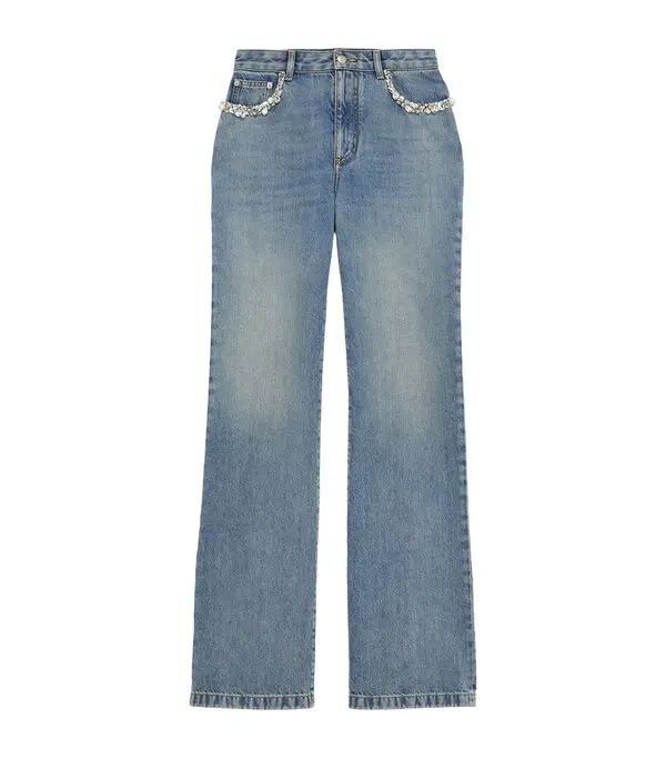 Alexander McQueen Embellished Straight Leg Jeans
