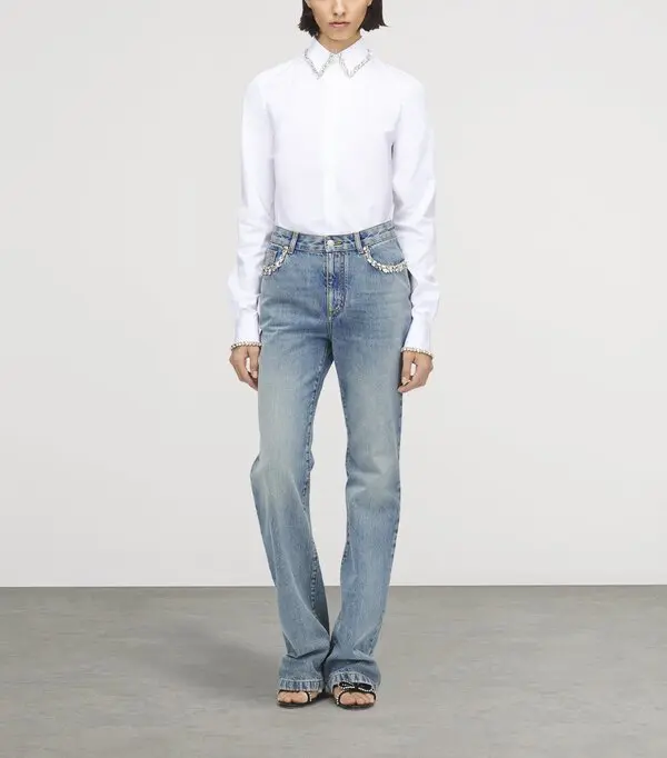 Alexander McQueen Embellished Straight Leg Jeans