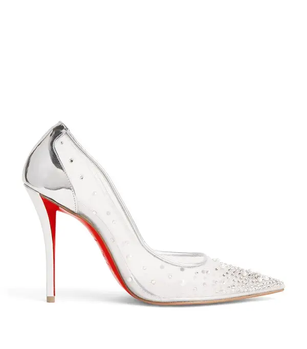 CHRISTIAN LOUBOUTIN Miss Z Degrastrass Perla Leather Pumps 100 - Silver