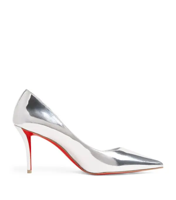 CHRISTIAN LOUBOUTIN Miss Z Patent Leather Pumps 80 - Silver