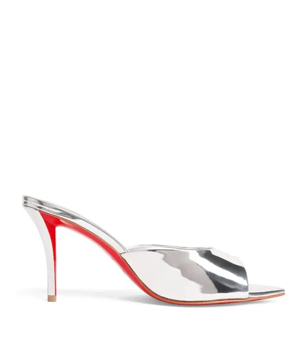 CHRISTIAN LOUBOUTIN Miss Z Mule Patent Leather Mules 80 - Silver