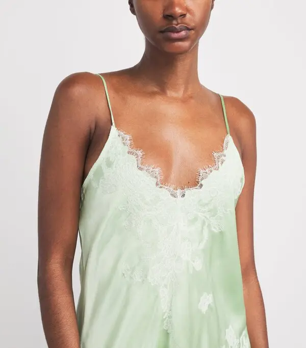 TORLOWEI Silk Satin Lace-trim Slip