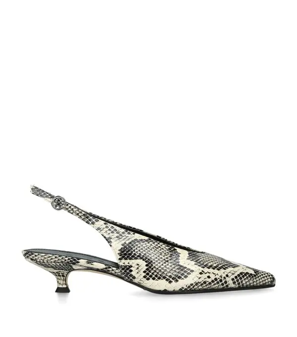 AeydĒ Snakeskin-effect Camila Slingback Pumps 35 - Ivory