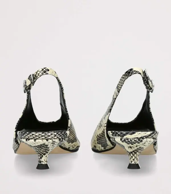 AeydĒ Snakeskin Camila Slingback Pumps - Ivory