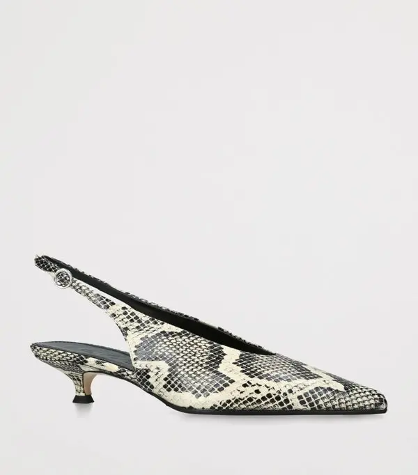 AeydĒ Snakeskin Camila Slingback Pumps - Ivory