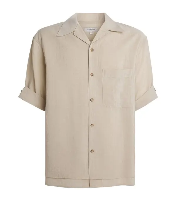 LE17SEPTEMBRE Camp Collar Short-sleeve Shirt - Beige