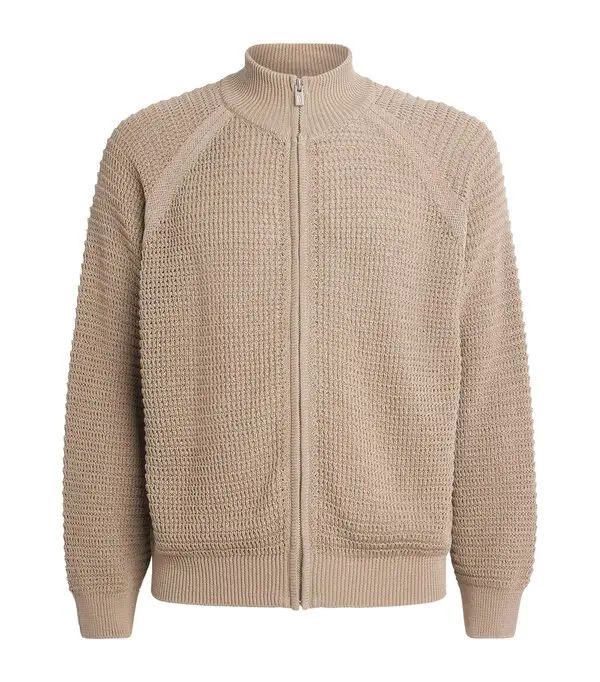 LE17SEPTEMBRE Open-knit Zip-up Cardigan - Beige