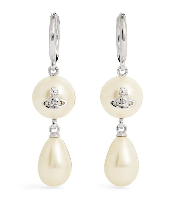 VIVIENNE WESTWOOD Faux Pearl Martha Drop Earrings - Silver