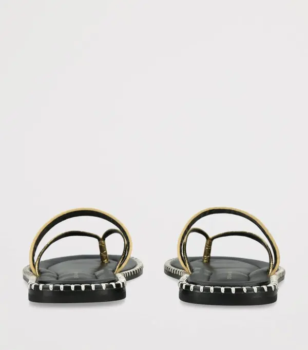 Dries Van Noten Calfskin Contrast Stitching Sandals - Gold