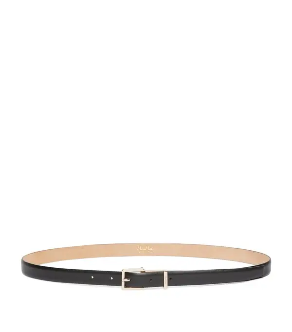Max Mara Leather Skinny Belt - Black