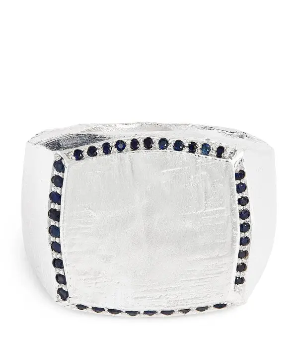 THE OUZE Sterling Silver And Sapphire Signet Ring - Blue