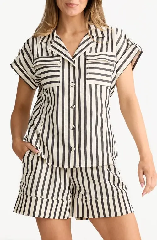 BRAVE+TRUE Portia Stripe Button-up Shirt - Black Stripe