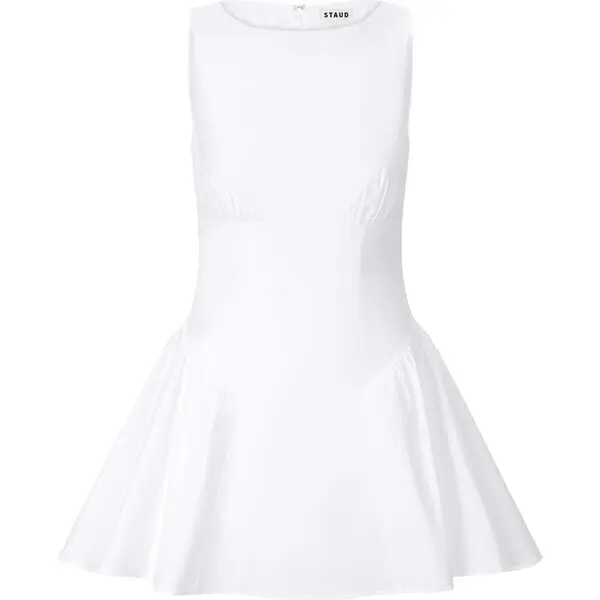 Staud Gwen Flare Mini Dress - White