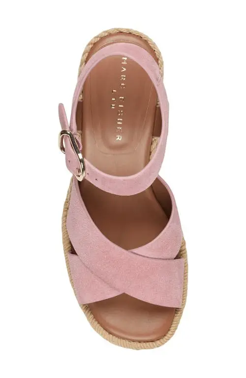 Marc Fisher Pasion Espadrille Platform Wedge Sandal - Medium Pink