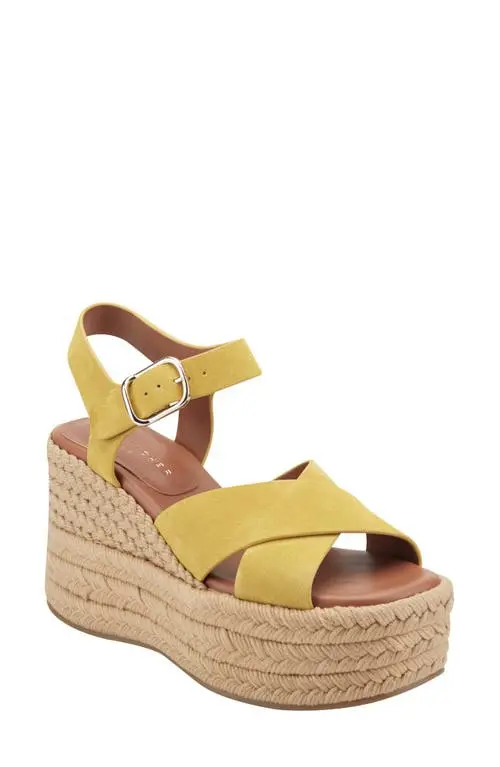 Marc Fisher Pasion Espadrille Ankle Strap Platform Wedge Sandal - Yellow