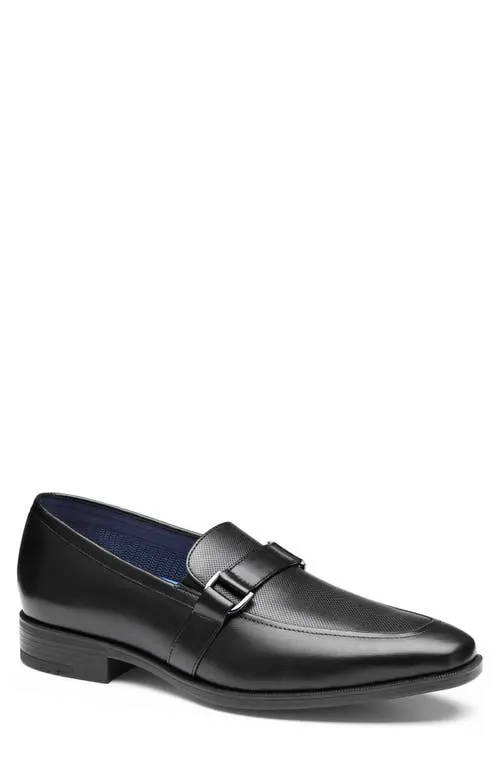 Johnston & Murphy Gibbons Embossed Bit Loafer - Black Full Grain