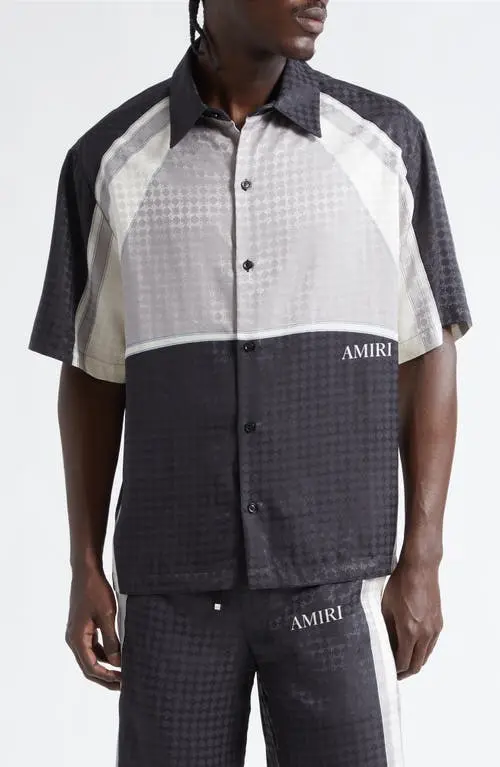 Amiri Ma Quad Panel Ovesize Satin Button-up Shirt - Black