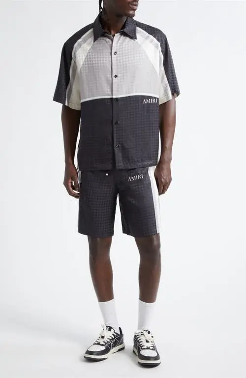 Amiri Ma Quad Panel Ovesize Satin Button-up Shirt - Black