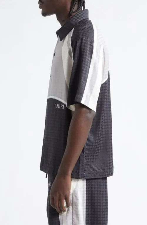 Amiri Ma Quad Panel Ovesize Satin Button-up Shirt - Black