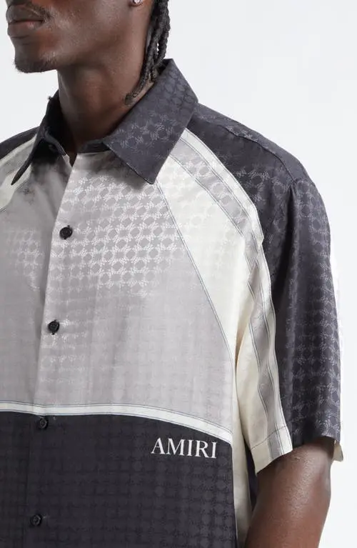 Amiri Ma Quad Panel Ovesize Satin Button-up Shirt - Black