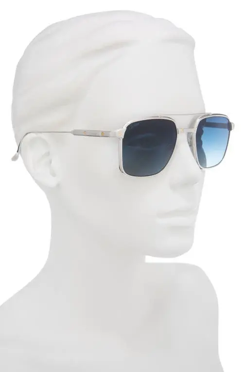 CARTIER 54mm Rectangular Gradient Sunglasses - Silver