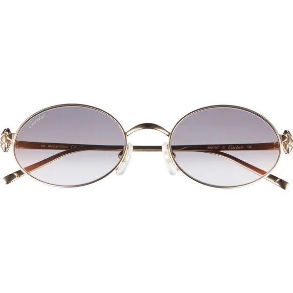 CARTIER 52mm Oval Gradient Sunglasses - Gold/grey Lens
