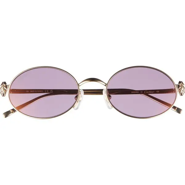 CARTIER 52mm Oval Gradient Sunglasses - Gold/violent Lens