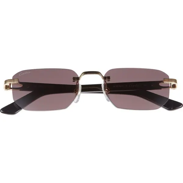 CARTIER 53mm Rimless Rectangular Gradient Sunglasses - Gold