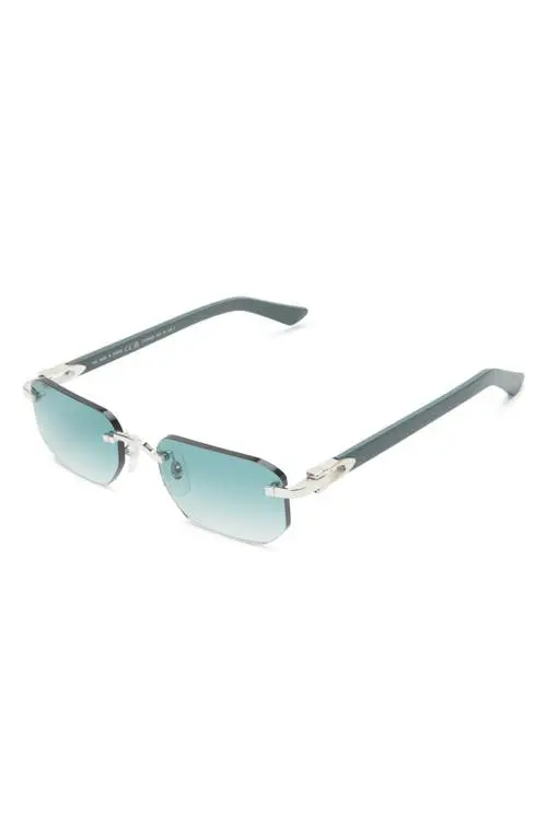 CARTIER 53mm Rimless Rectangular Gradient Sunglasses - Silver