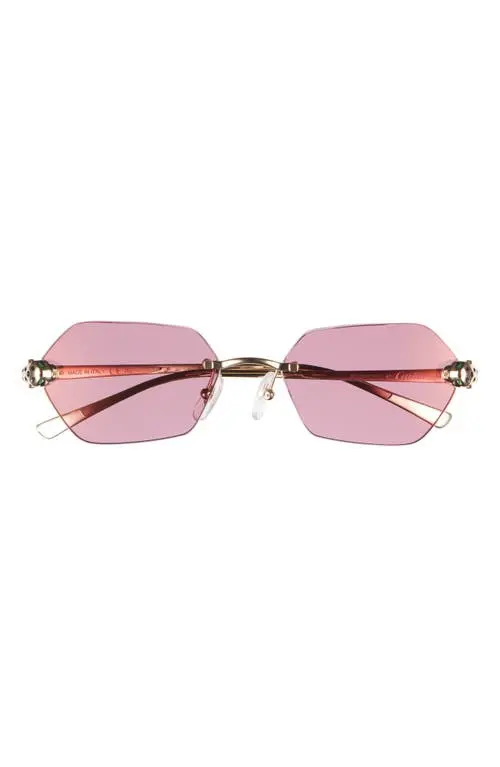 Cartier 55mm Rimless Geometric Polarized Sunglasses - Gold