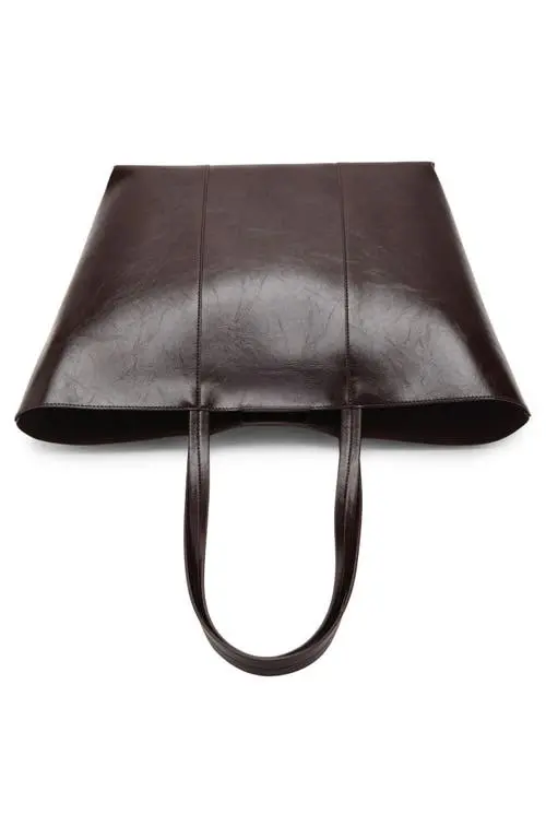 Mango Large Leather Shopper Bag
